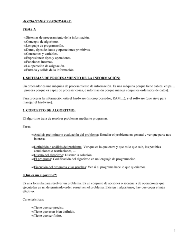 Algoritmos y Programas