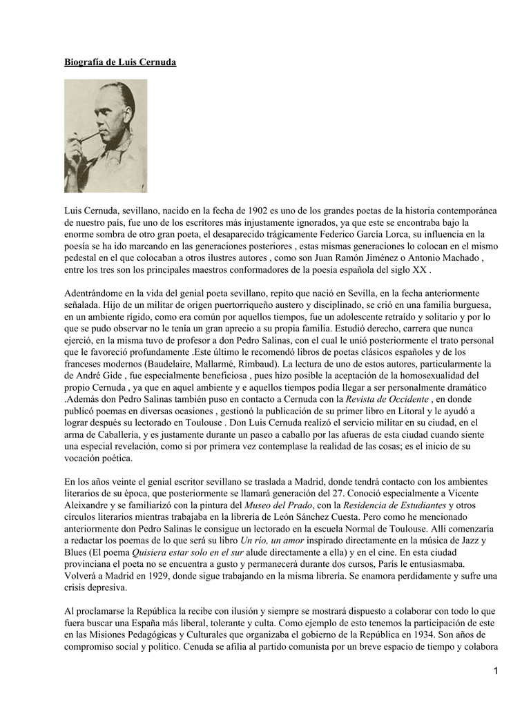 Biografía de Luis Cernuda