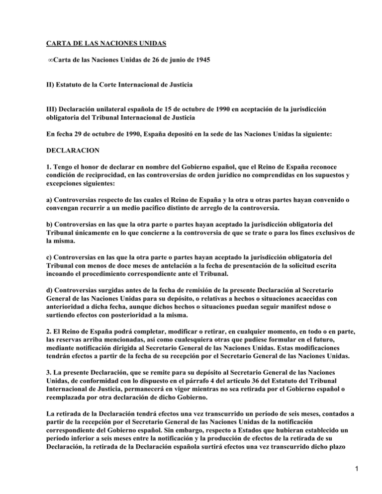 Carta De Las Naciones Unidas