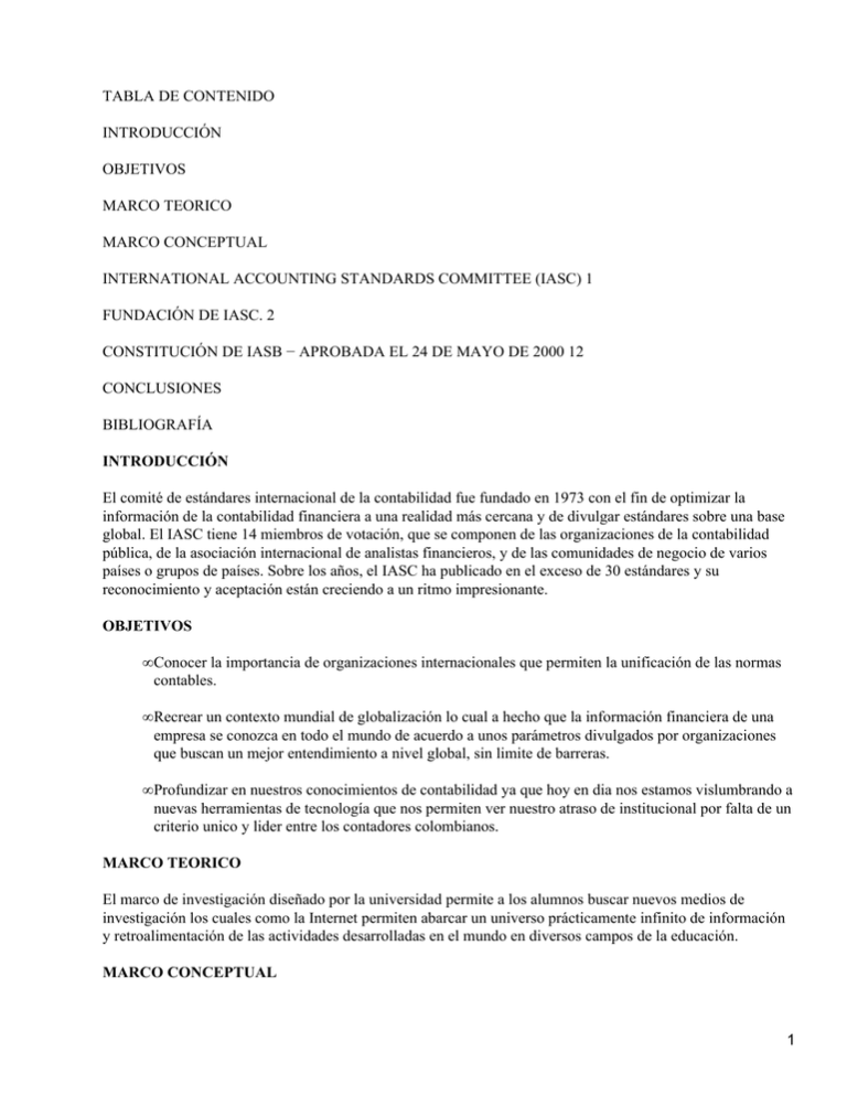 Comité Internacional de Estándares de la Contabilidad