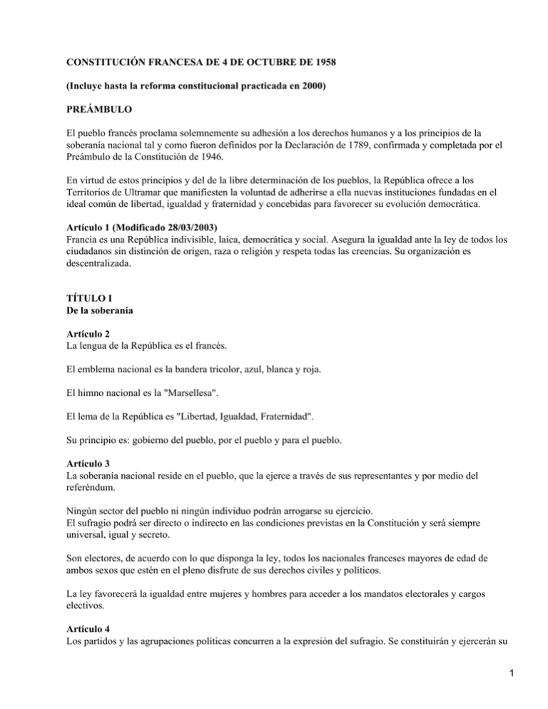 Constitución de Francia de 1958