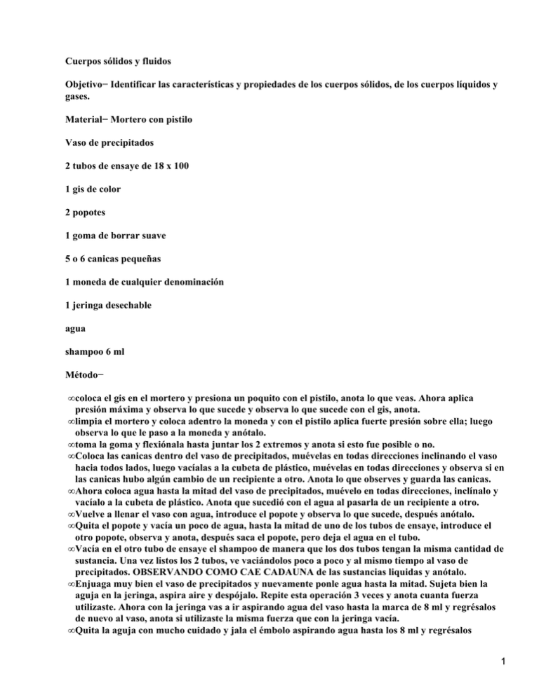 Cuerpos Sólidos Líquidos Y Gaseosos