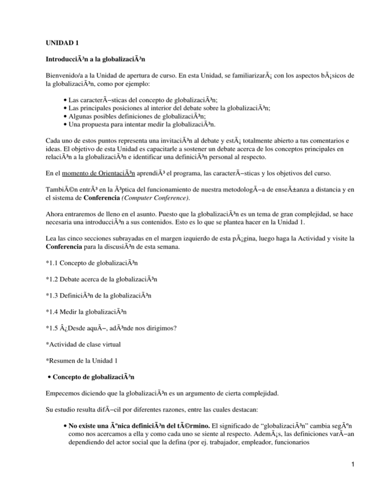 Definición y causas de la Globalización