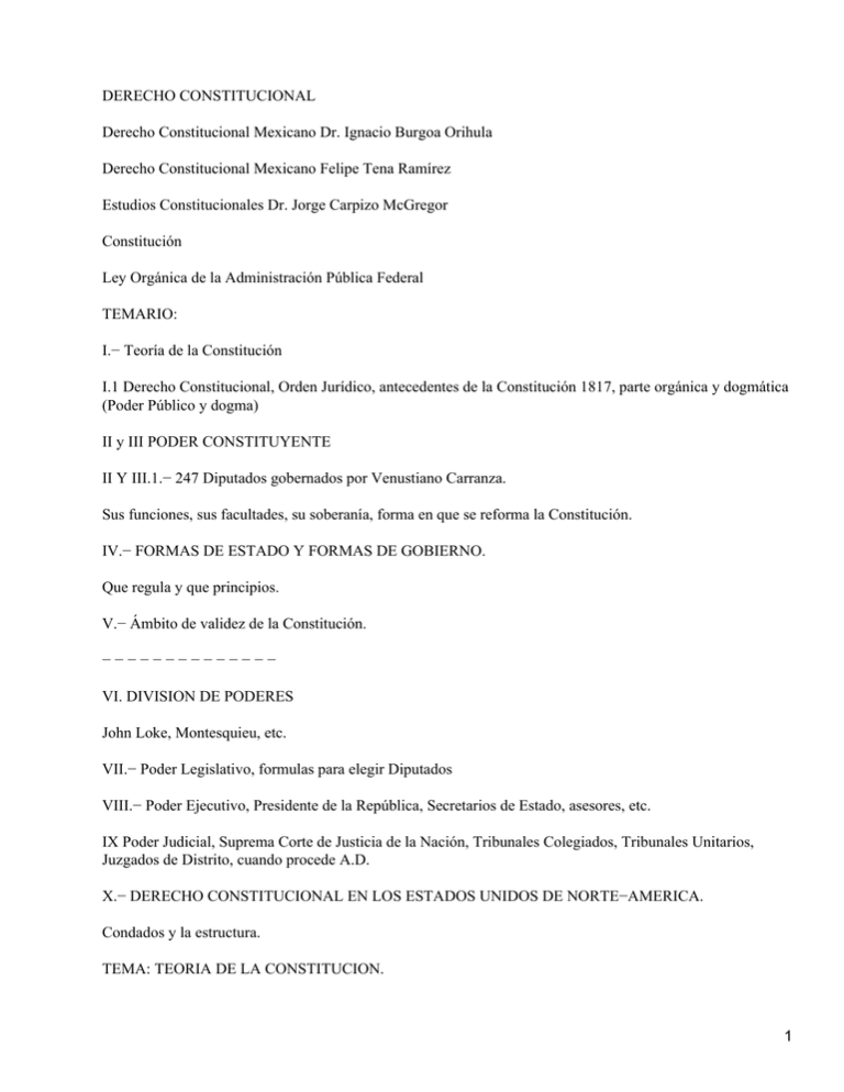 DERECHO CONSTITUCIONAL Derecho Constitucional Mexicano Dr. Ignacio Burgoa Orihula