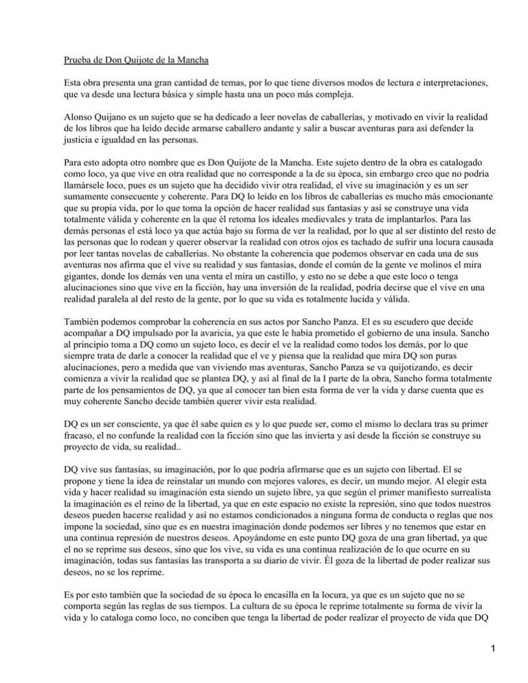 Prueba de Don Quijote de la Mancha