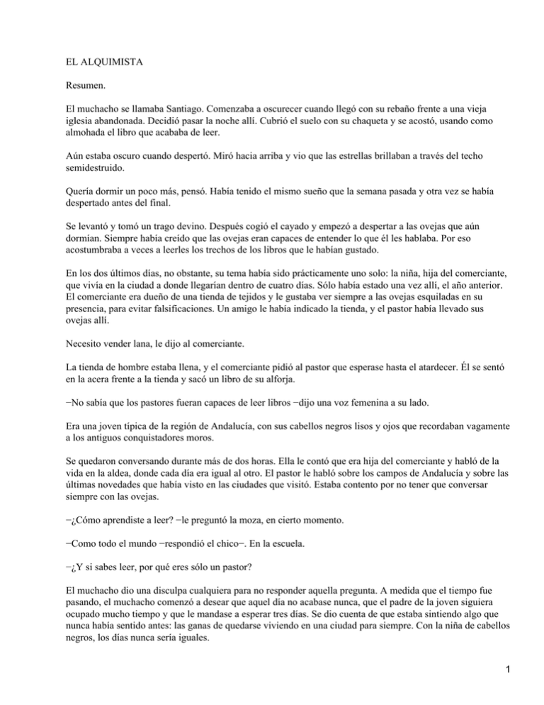 EL ALQUIMISTA Resumen.