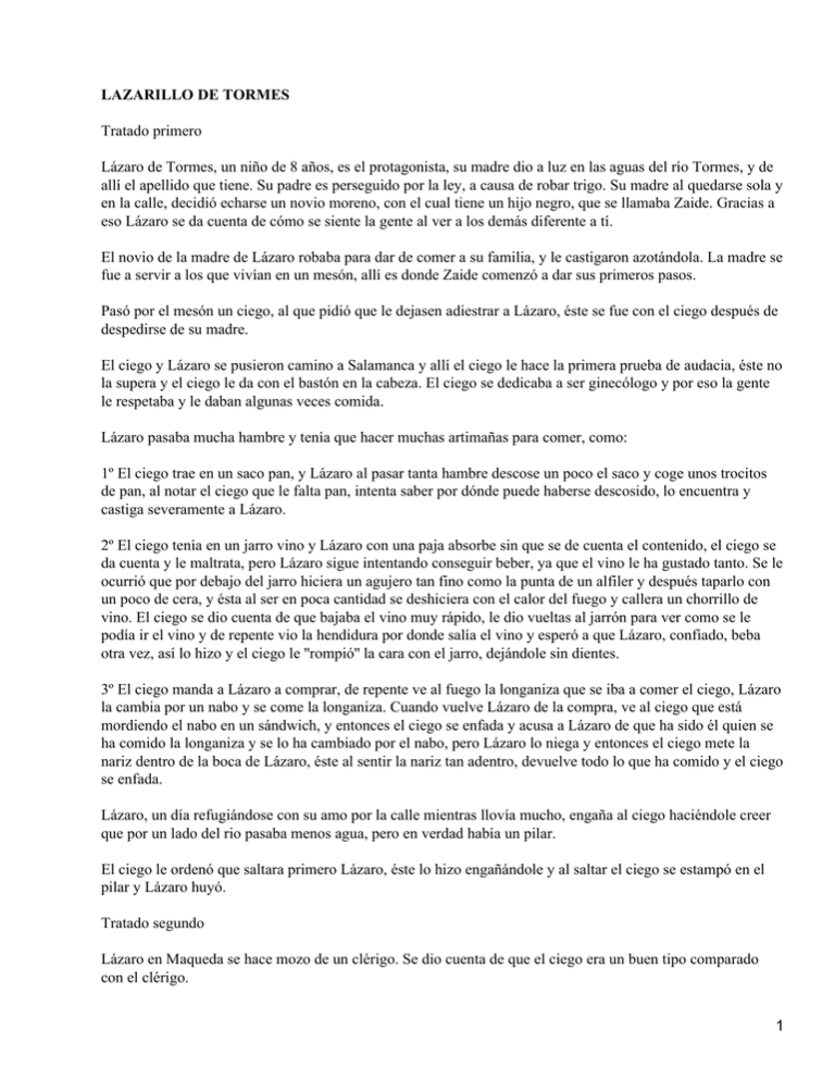 LAZARILLO DE TORMES Tratado primero