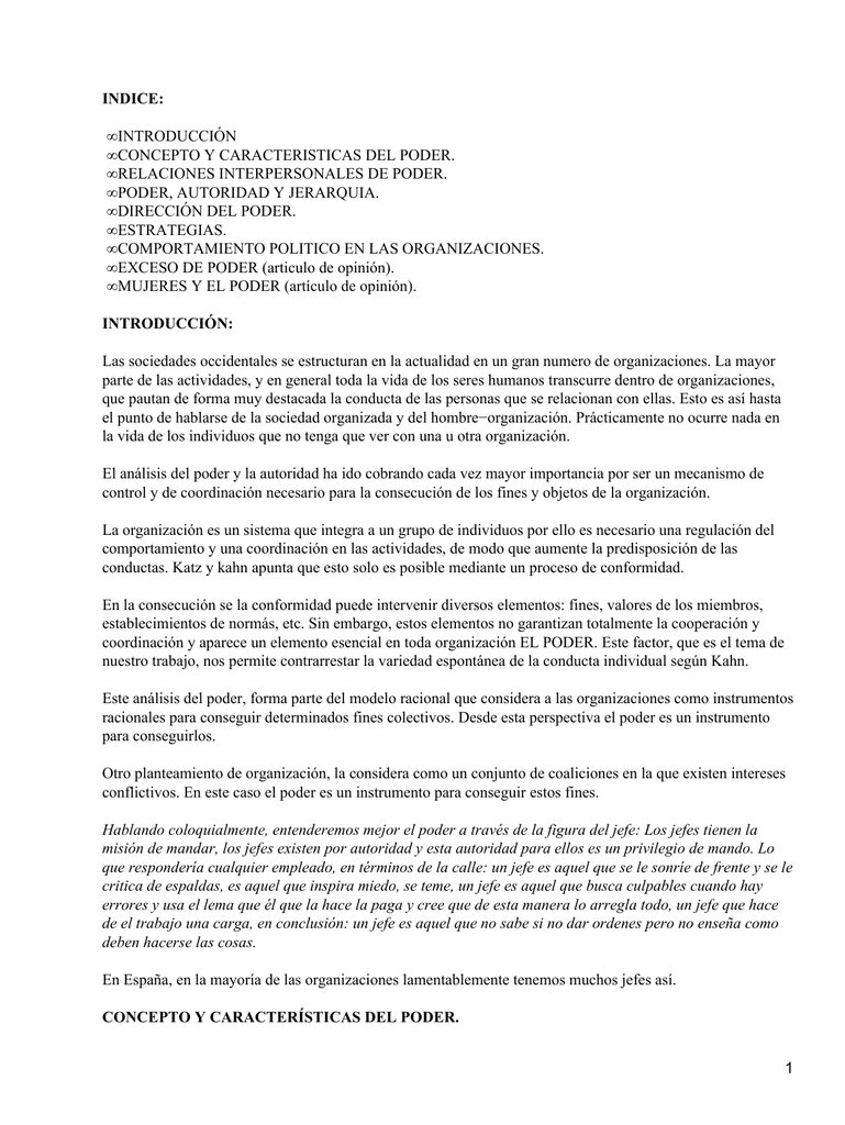 El poder en las organizaciones