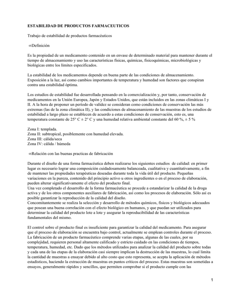 Estabilidad de los productos farmaceúticos