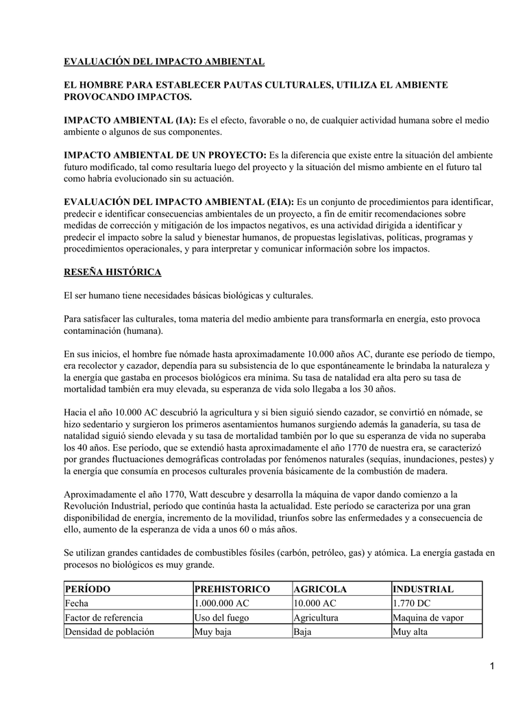 Evaluación del Impacto Ambiental