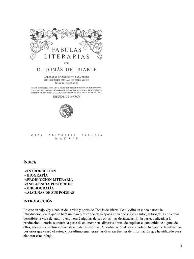 Fábulas literarias; Tomás de Iriarte
