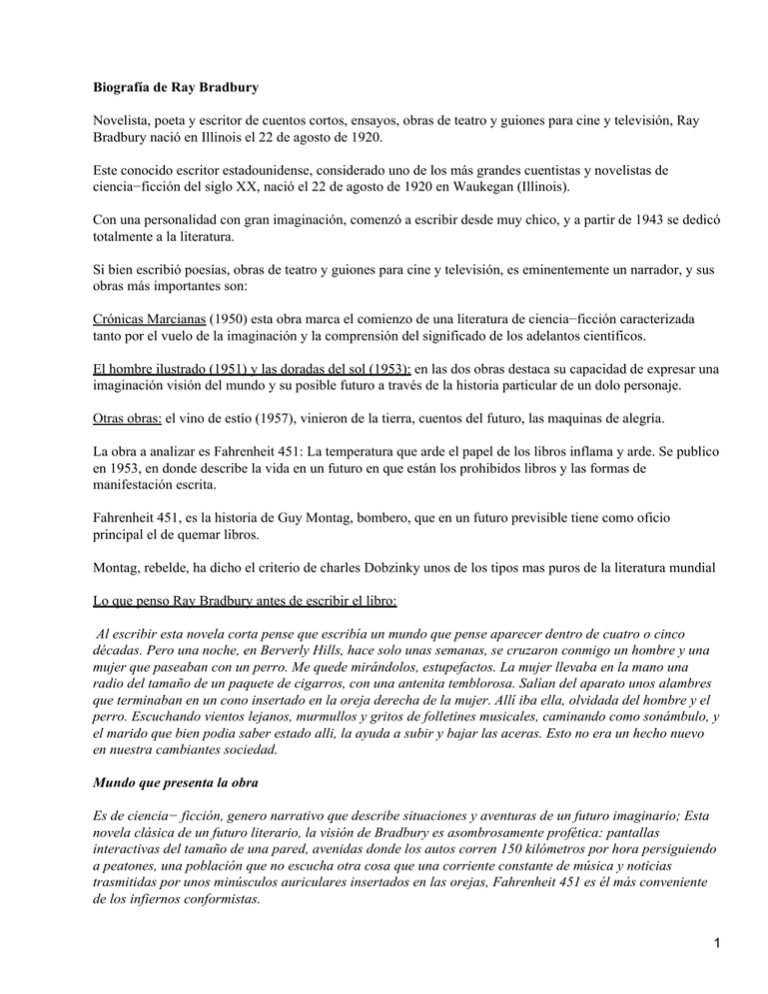 Biografía de Ray Bradbury