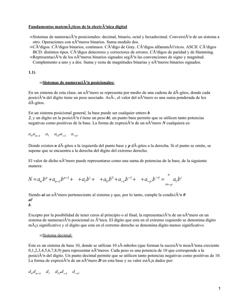 Fundamentos matemáticos de la electrónica digital