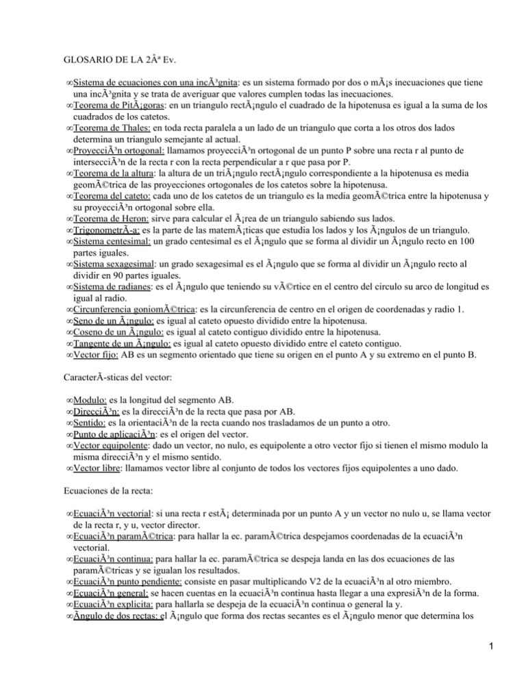 Glosario de Matemáticas