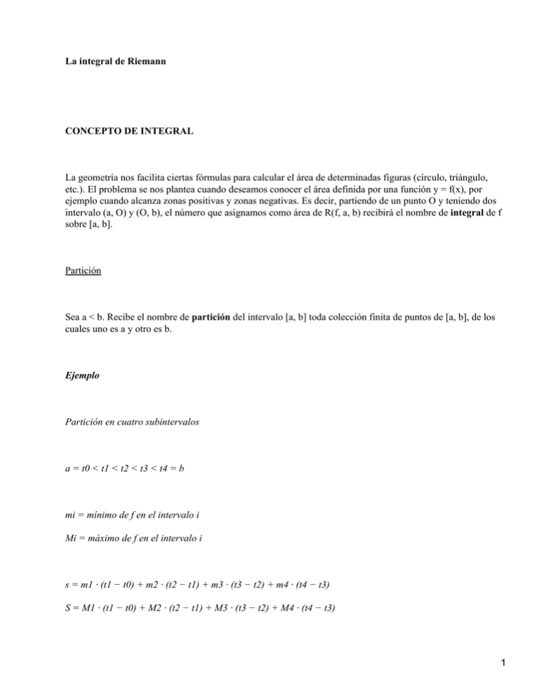 Integrales. Integral de Riemann. Cálculo integral