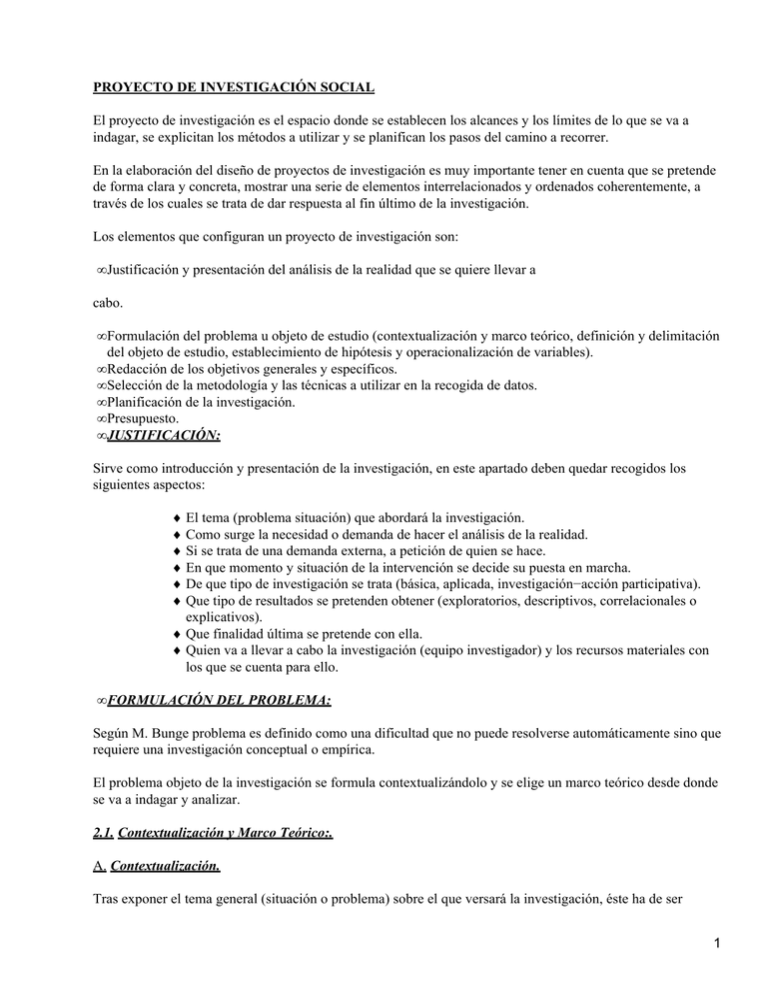 PROYECTO DE INVESTIGACIÓN SOCIAL