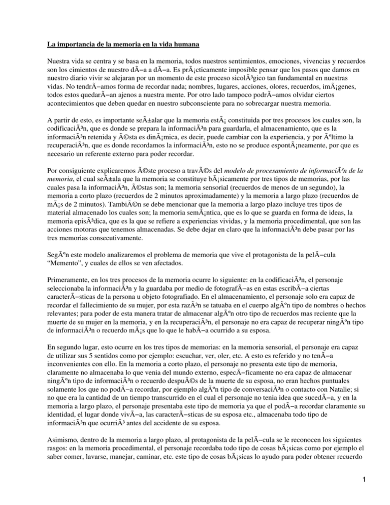 La importancia de la memoria en la vida humana