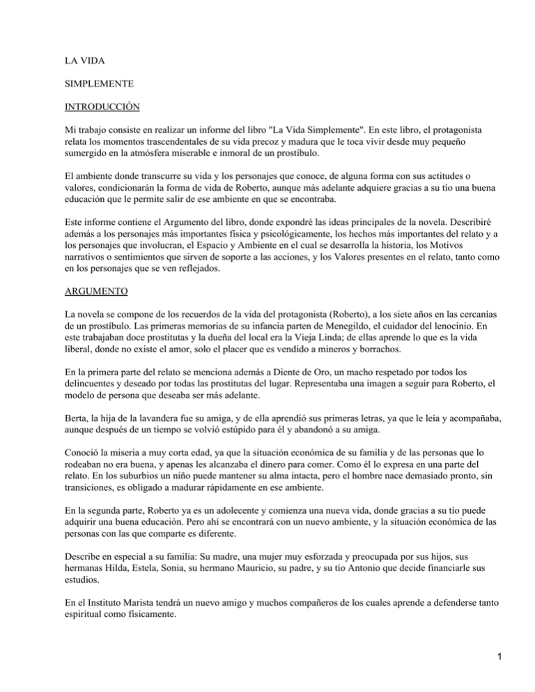 LA VIDA SIMPLEMENTE INTRODUCCIÓN
