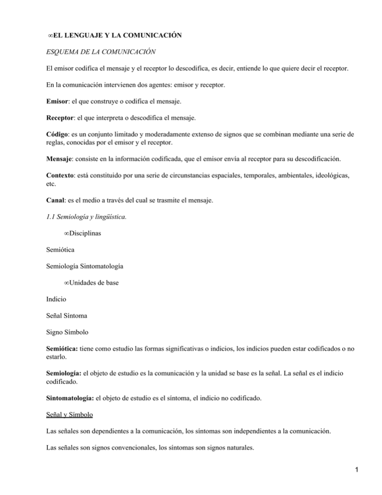 EL LENGUAJE Y LA COMUNICACIÓN • ESQUEMA DE LA COMUNICACIÓN