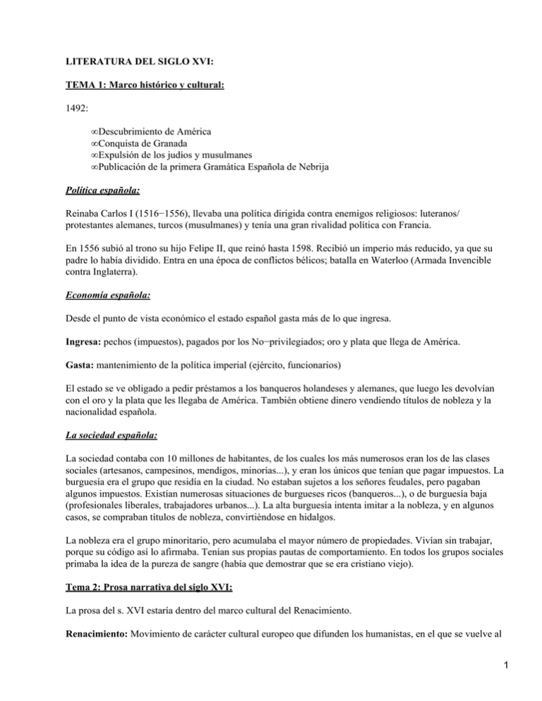 Literatura española del siglo XVI y XVII