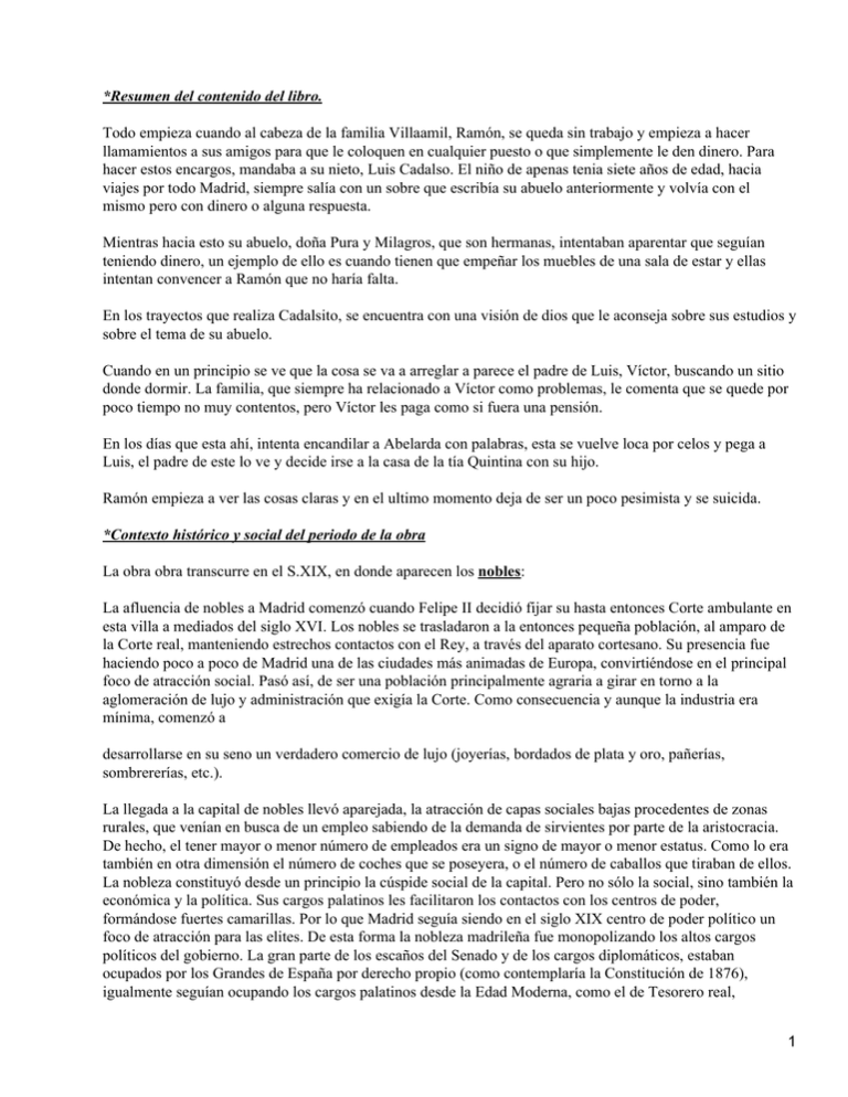 *Resumen del contenido del libro.