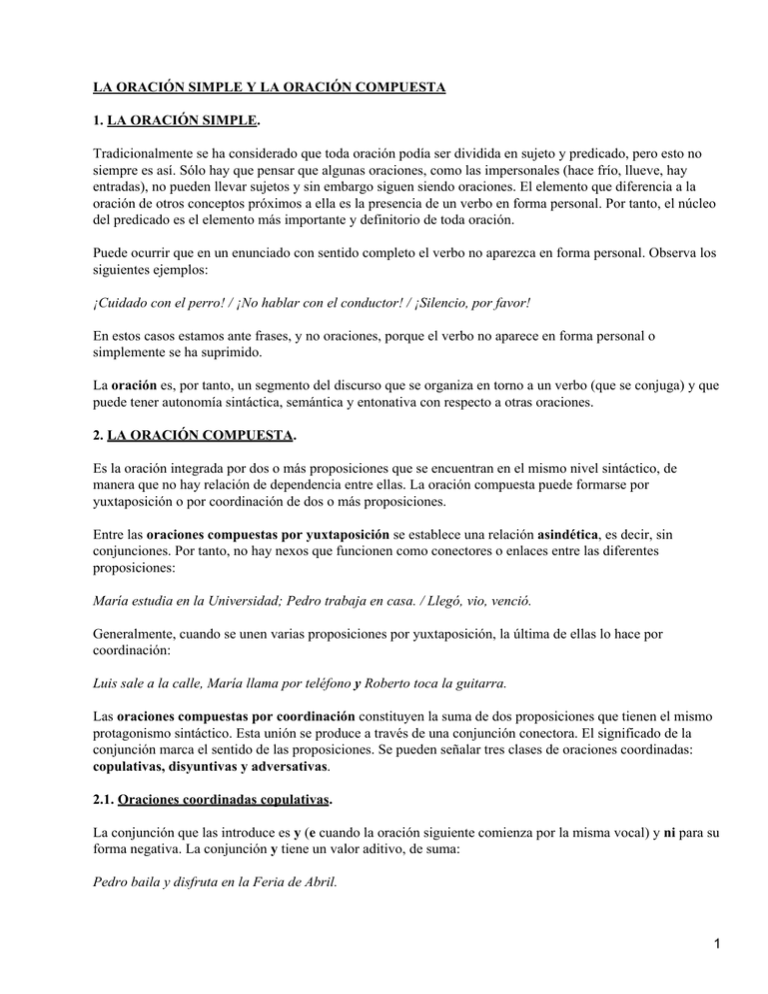 Oración simple y compuesta