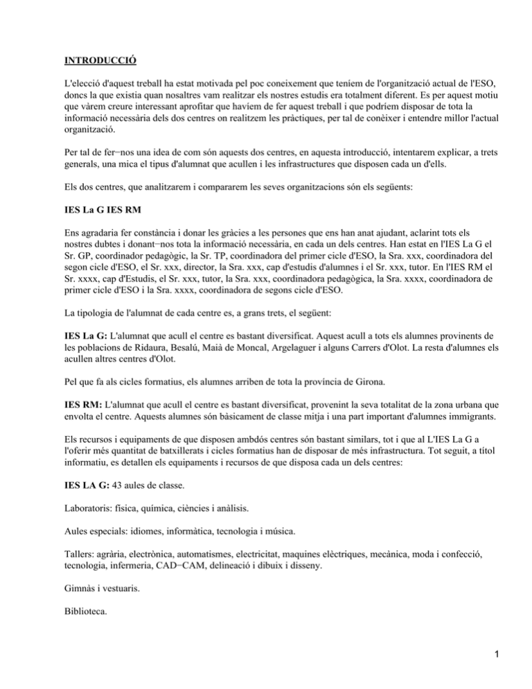 Organización de la ESO (Educación Secundaria Obligatoria)