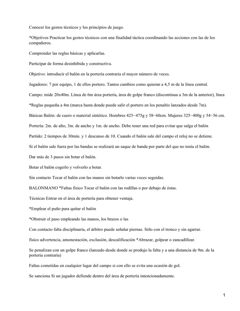 Posiciones del balonmano