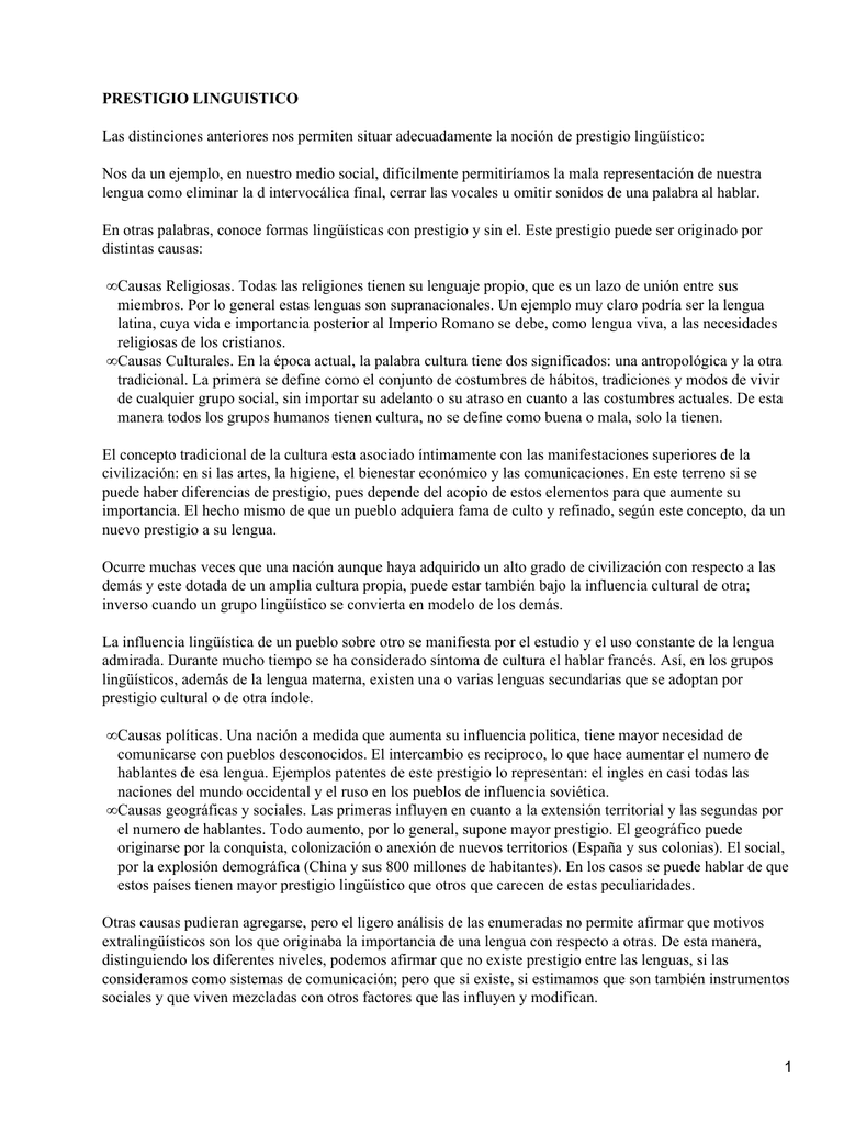 Prestigio lingüístico