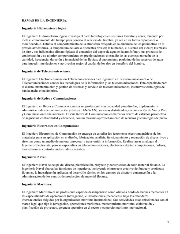Ramas de la Ingeniería