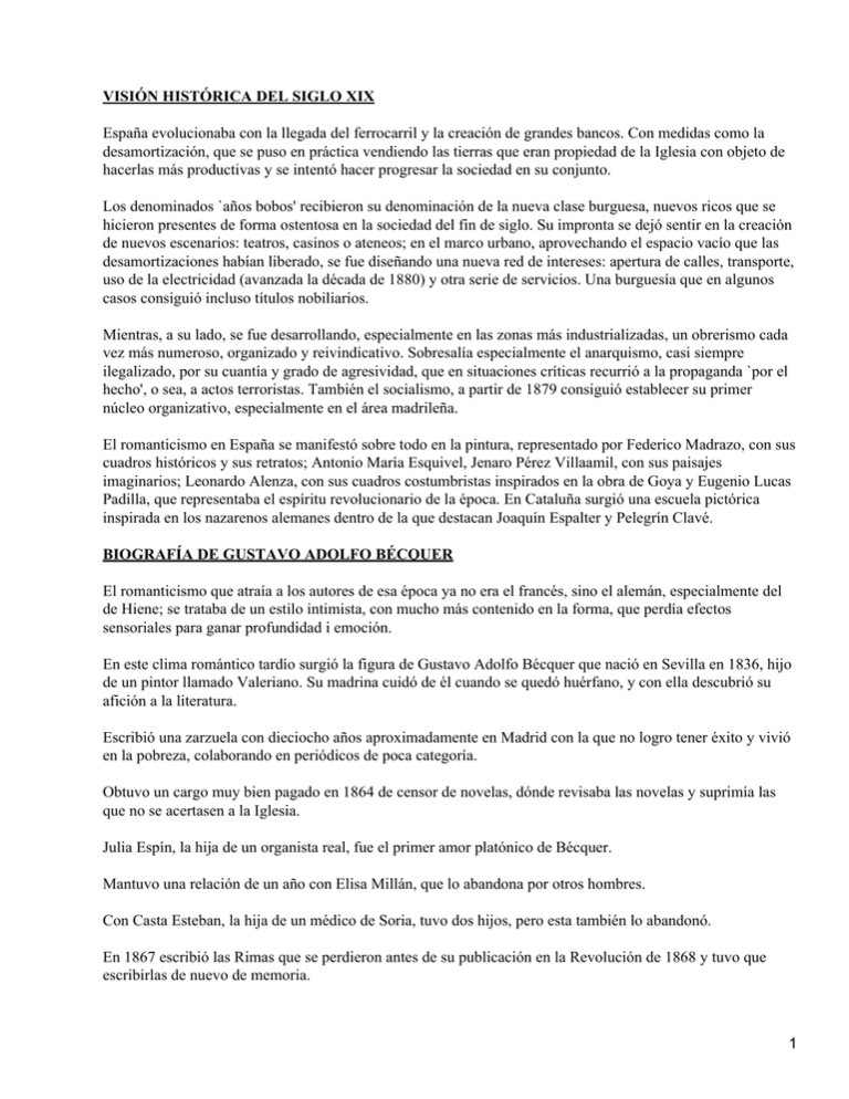 VISIÓN HISTÓRICA DEL SIGLO XIX