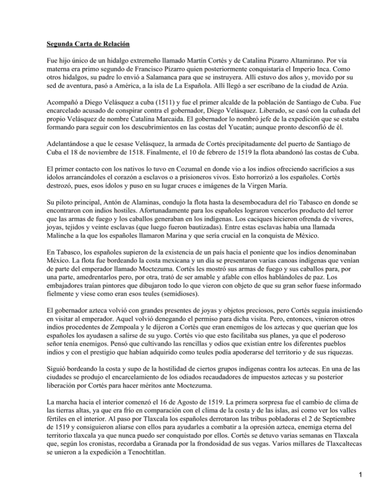 Segunda carta de relación; Hernán Cortes