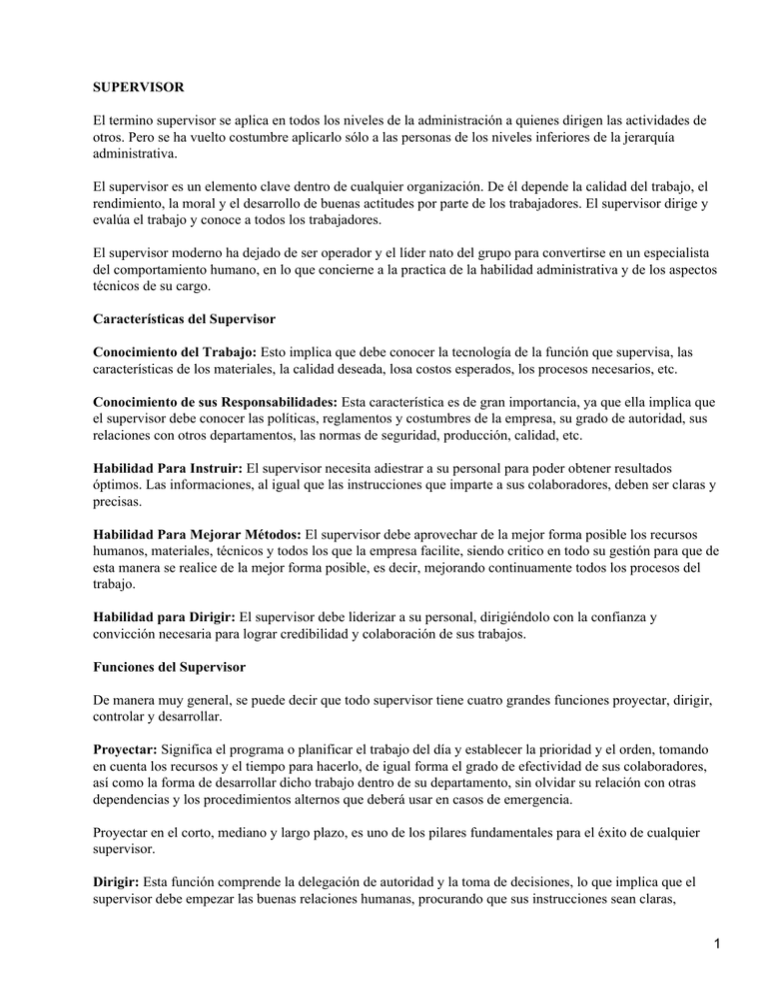 Supervisión de personal y RRHH (Recursos Humanos)