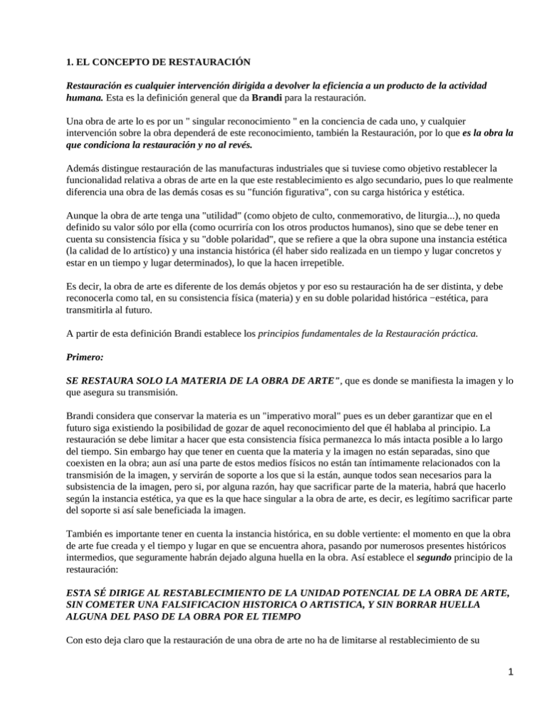 Teoría de la restauración; Cesare Brandi