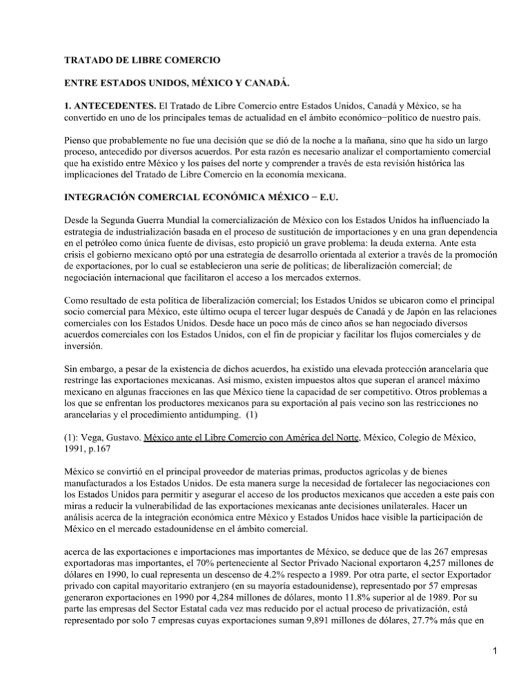 TLC (Tratado de Libre Comercio) entre México, EEUU (Estados Unidos) y ...