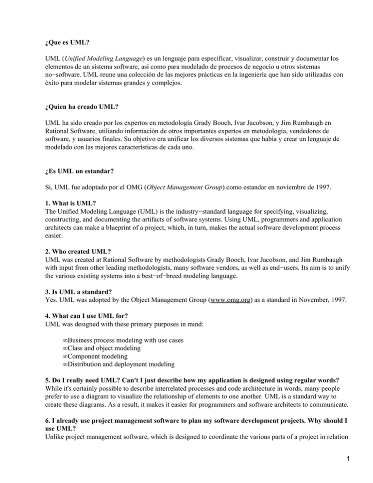 ¿Que es UML? Unified Modeling Language