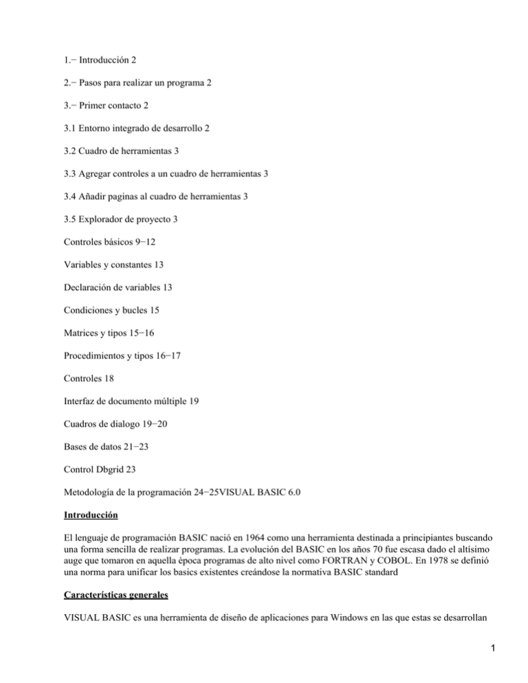 1.− Introducción 2 2.− Pasos para realizar un programa 2