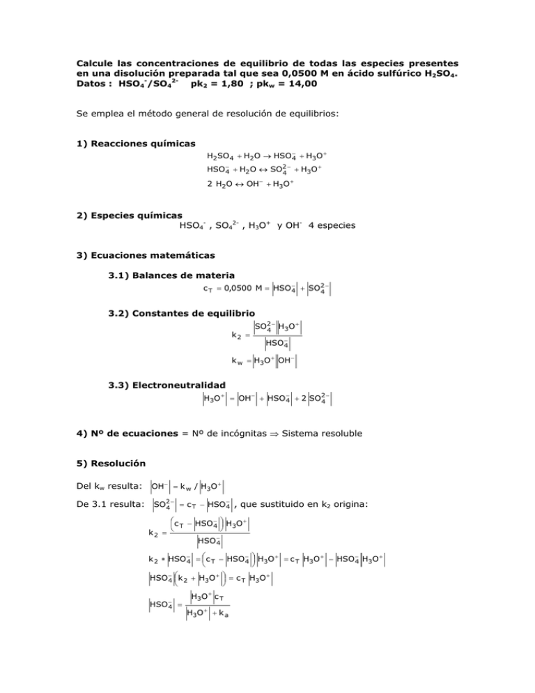Concentración de equilibrio de disoluciones