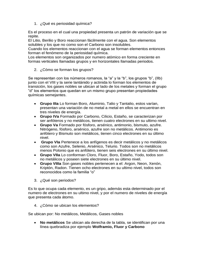 Periocidad quimica