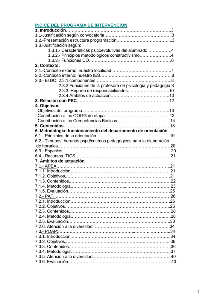 Programa de Intervención