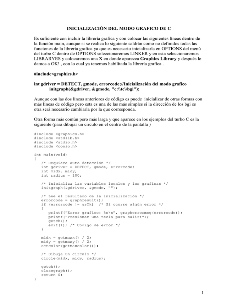 Modo Gráfico de C