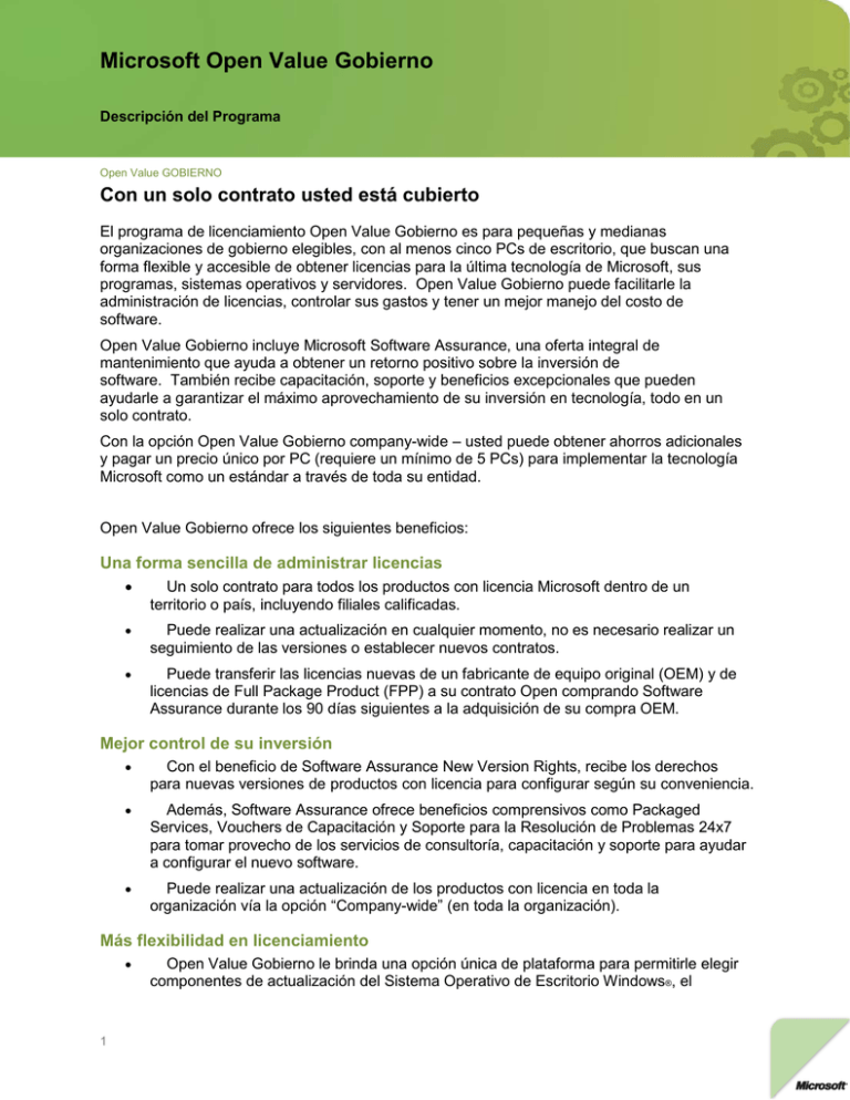 Open Value GOBIERNO - Center