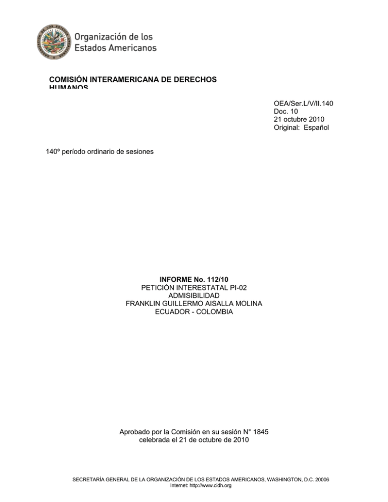 Informe No. 112/10 - Comisión Interamericana de Derechos Humanos
