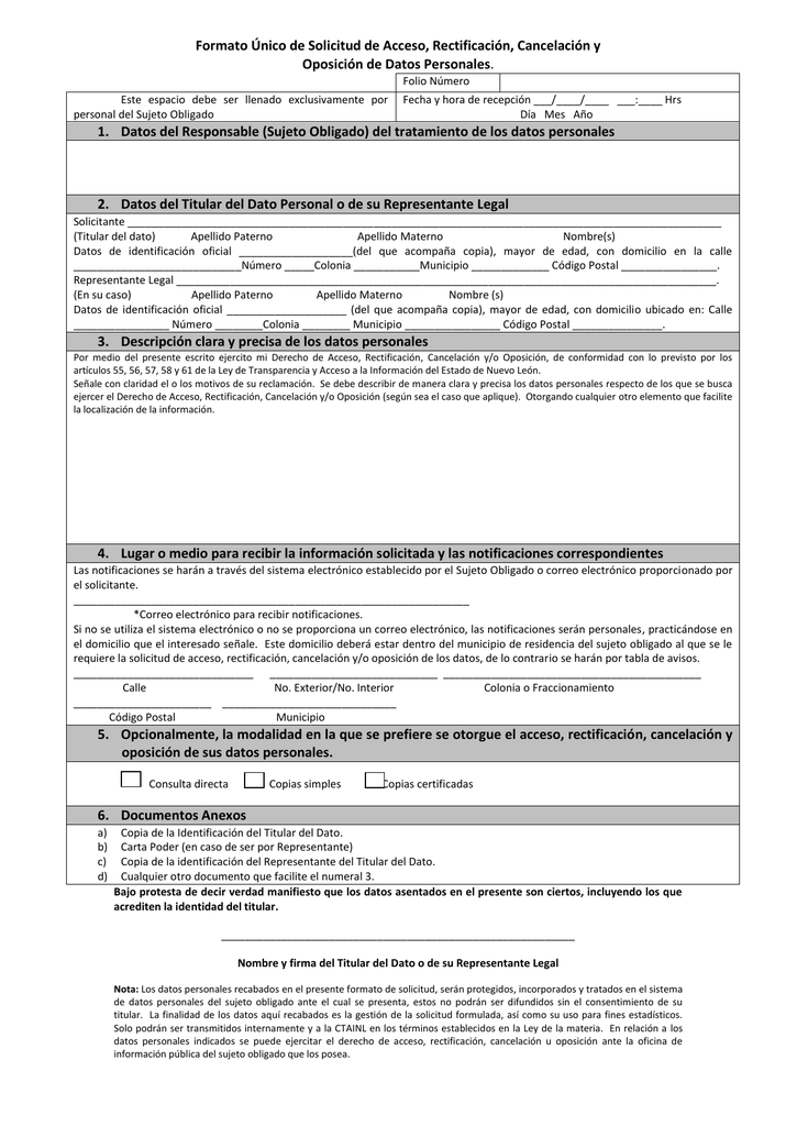 Solicitud de Acceso a Datos Personales