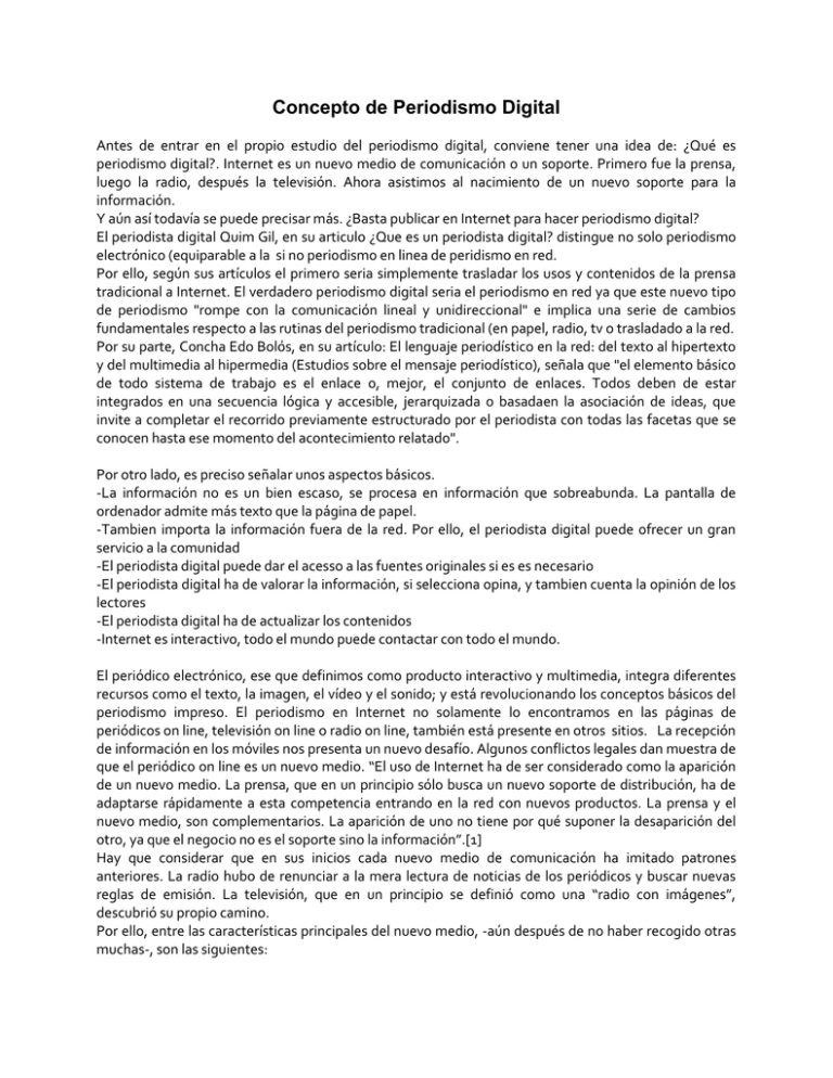 Concepto de Periodismo Digital