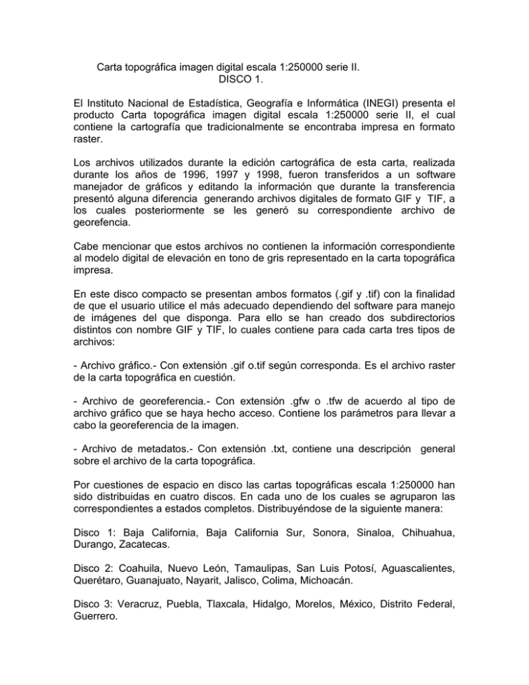 Carta topográfica imagen digital escala 1:250000 serie II.