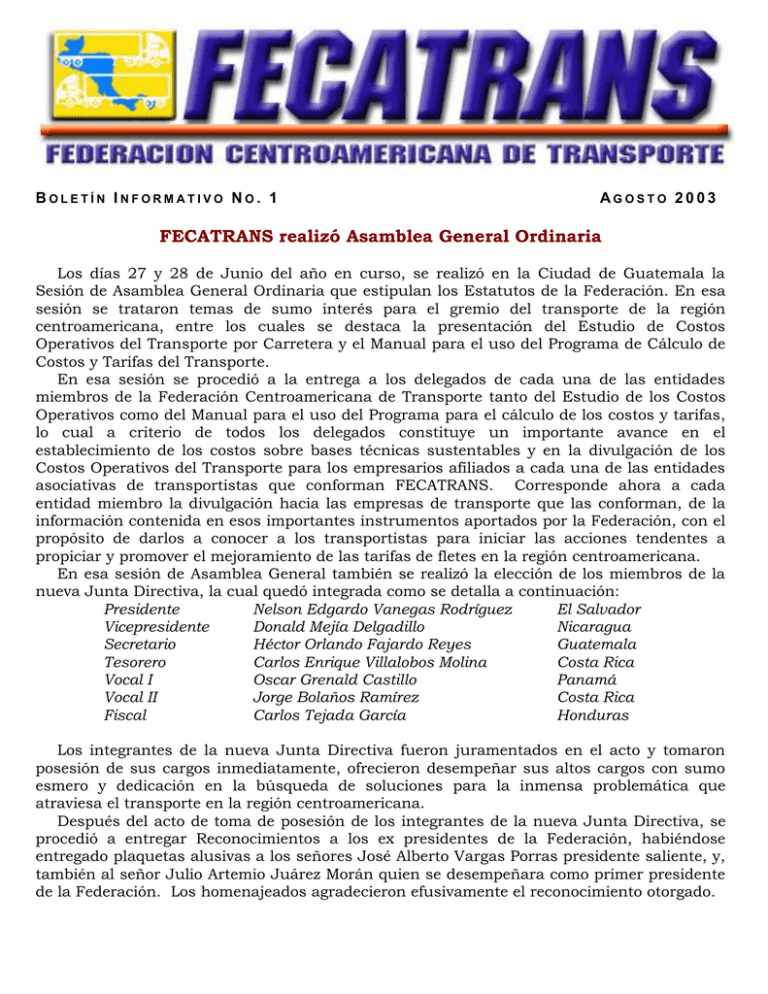Boletín Fecatrans No. 1