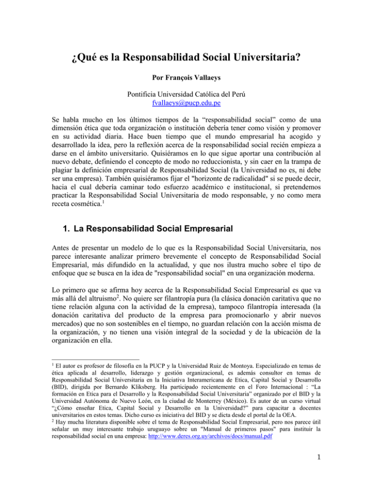 ¿Qué es la Responsabilidad Social Universitaria