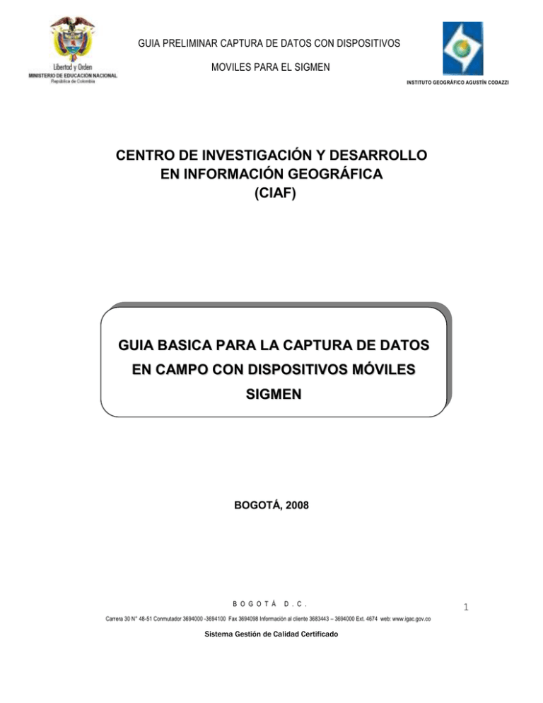 Guía para la toma de datos con GPS. Guía para la toma de datos con GPS.