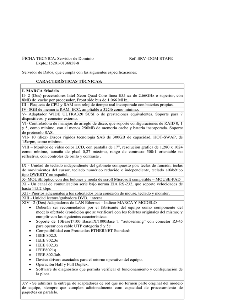 FICHA TECNICA: Servidor de Dominio Ref